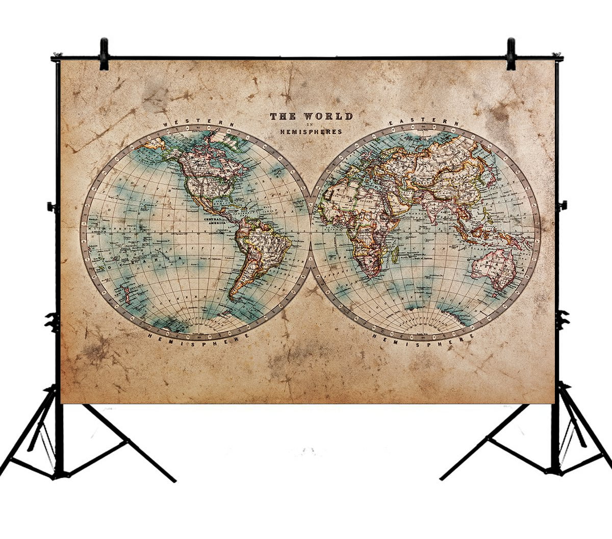 PHFZK 7x5ft Global Map Backdrops, Vintage Retro Style Old World Map ...