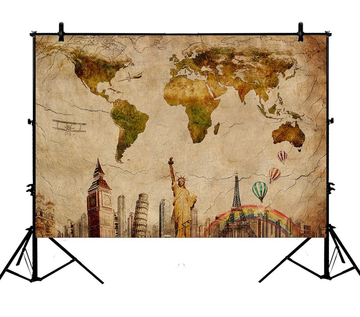 PHFZK 7x5ft Globe Backdrops, Vintage Retro World Map and Statue of ...
