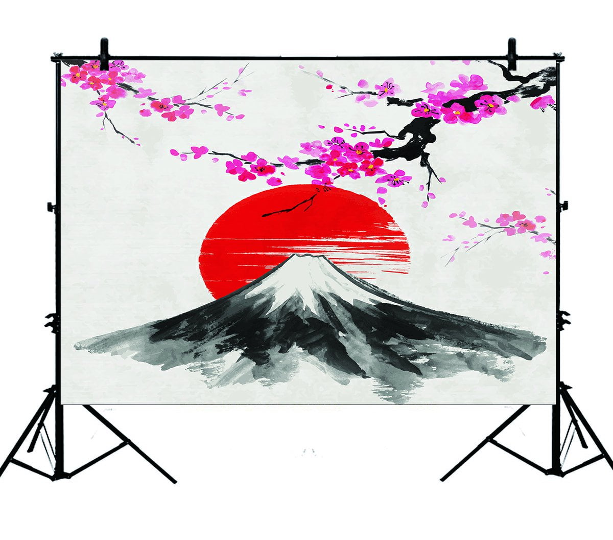 PHFZK 7x5ft Japanese Backdrops, Sakura Cherry Trees Mountain Fuji Under ...
