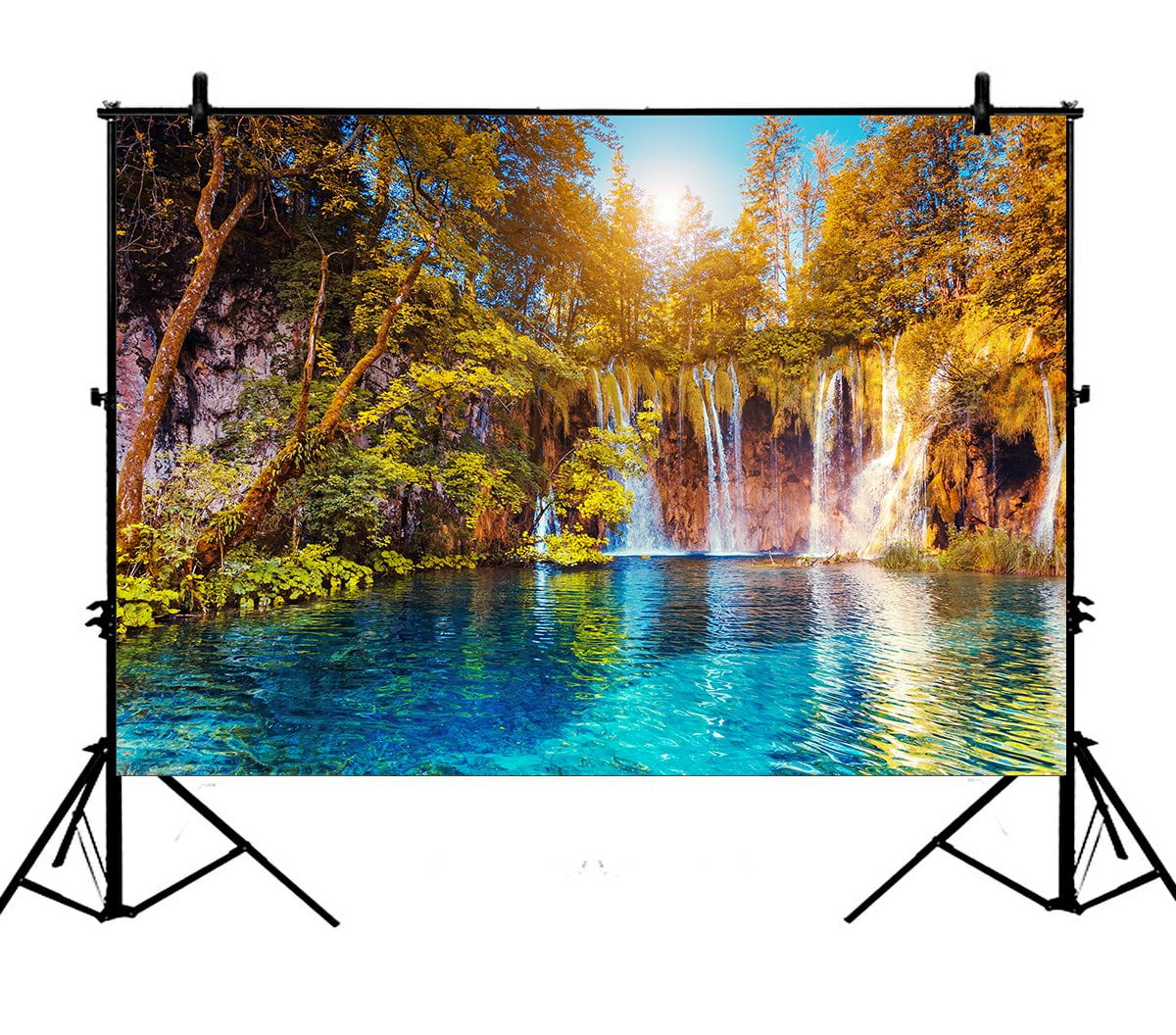PHFZK 7x5ft Landscape Mountain Lake Backdrops, Turquoise Waterfall at ...
