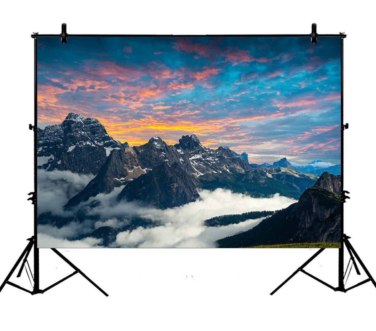 PHFZK 7x5ft Landscape Nature Scenery Backdrops, Foggy Alpine Mountains ...
