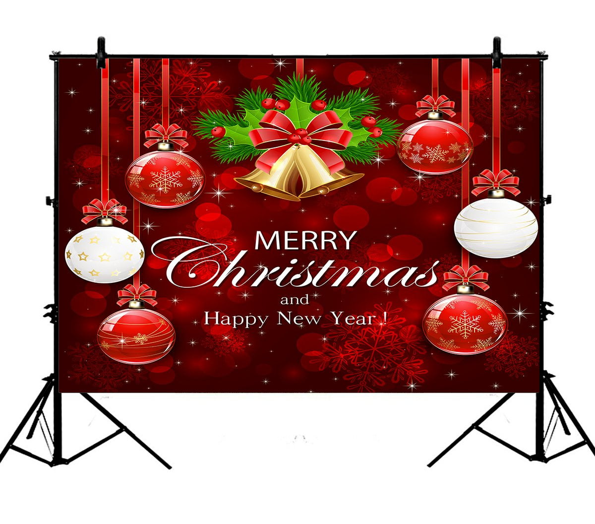PHFZK 7x5ft Merry Christmas Backdrops, Red sparkle background with ...