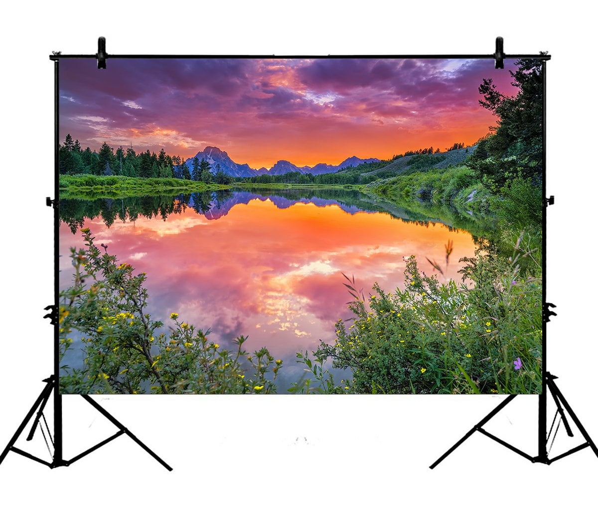 PHFZK 7x5ft Mountain Backdrops, Colorful Sunset on the Oxbow Bend of ...