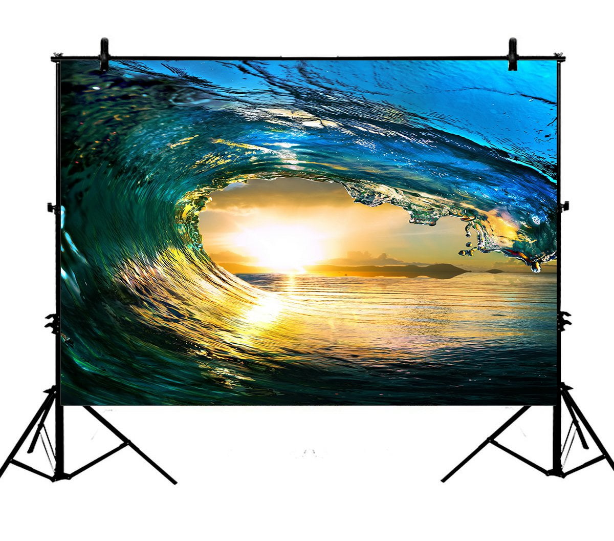 PHFZK 7x5ft Natural Ocean View Backdrops, Colored Sea Wave at Sunset ...