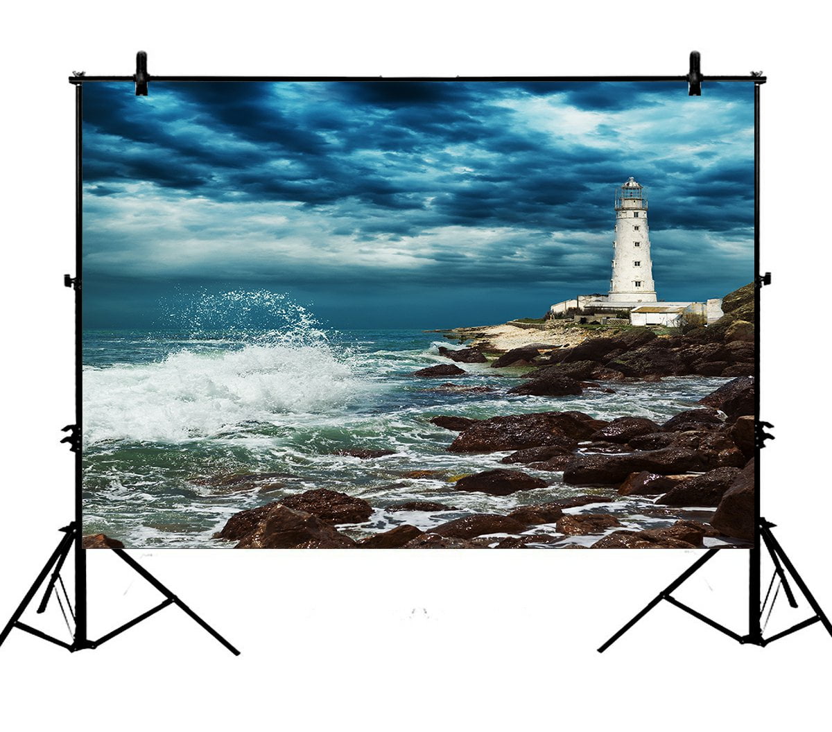 PHFZK 7x5ft Nautical Beach Backdrop, Lighthouse Ocean Scene, Polyester ...