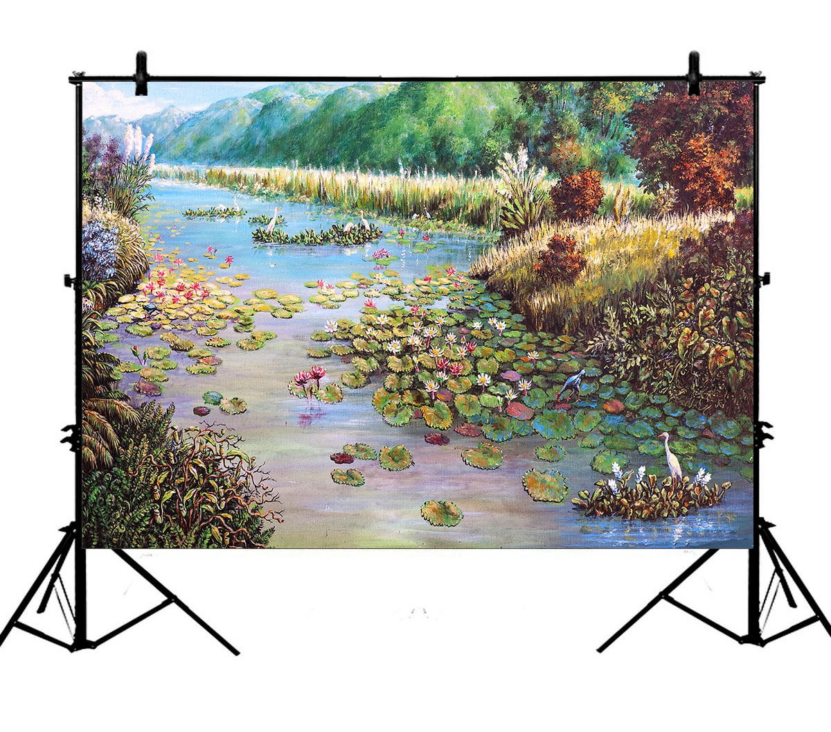 PHFZK 7x5ft Original Oil Painting Backdrops, Landscape of Lotus ...
