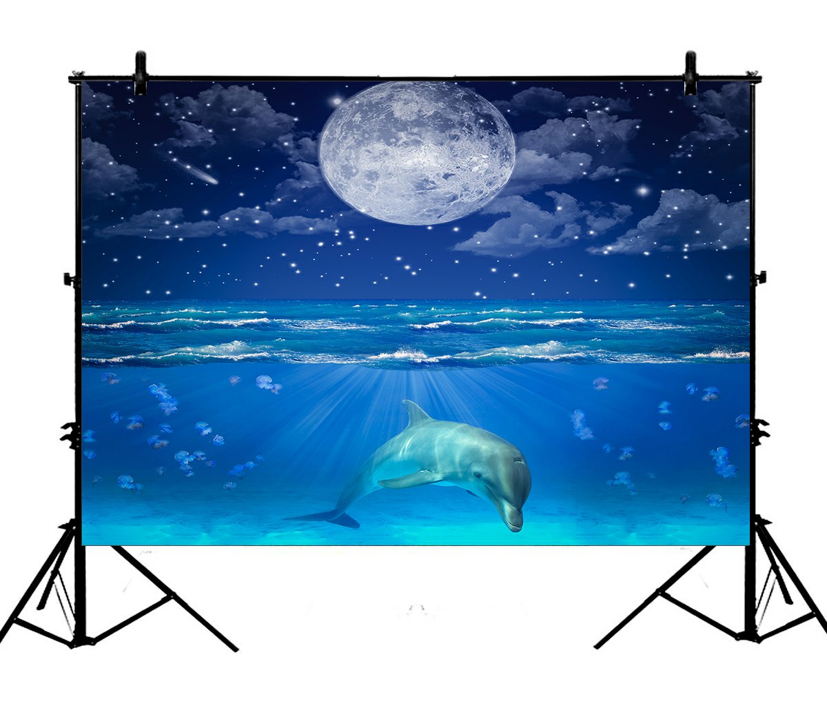PHFZK 7x5ft Peaceful Night Sky with Moon Stars Backdrops, Sleeping ...