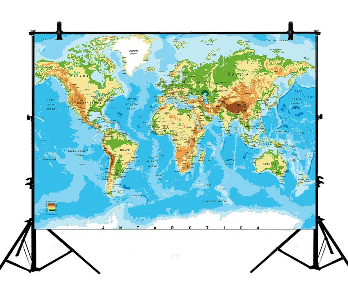 PHFZK 7x5ft Physical Map of the World Photography Backdrops Polyester ...
