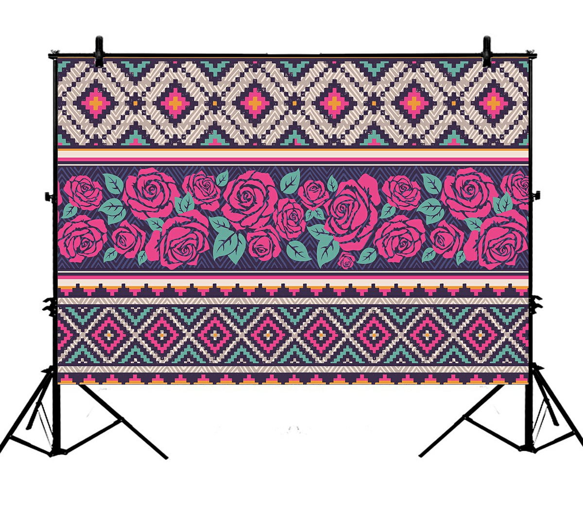 PHFZK 7x5ft Rose Backdrops, Ethnic Floral Aztec Photography Backdrops ...