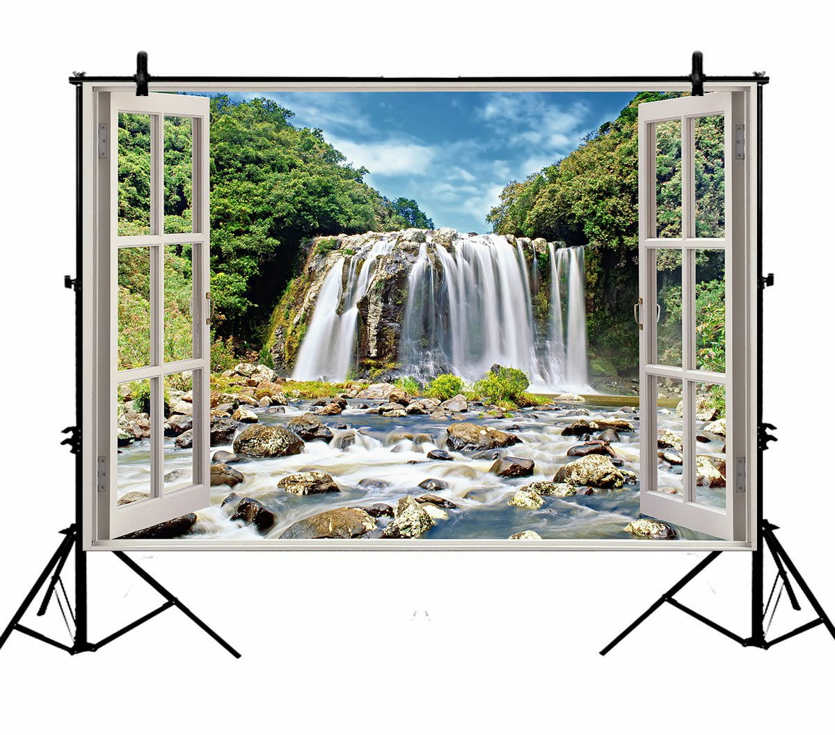 PHFZK 7x5ft Scenery Backdrops, Open Window Panoramic View to Famous ...