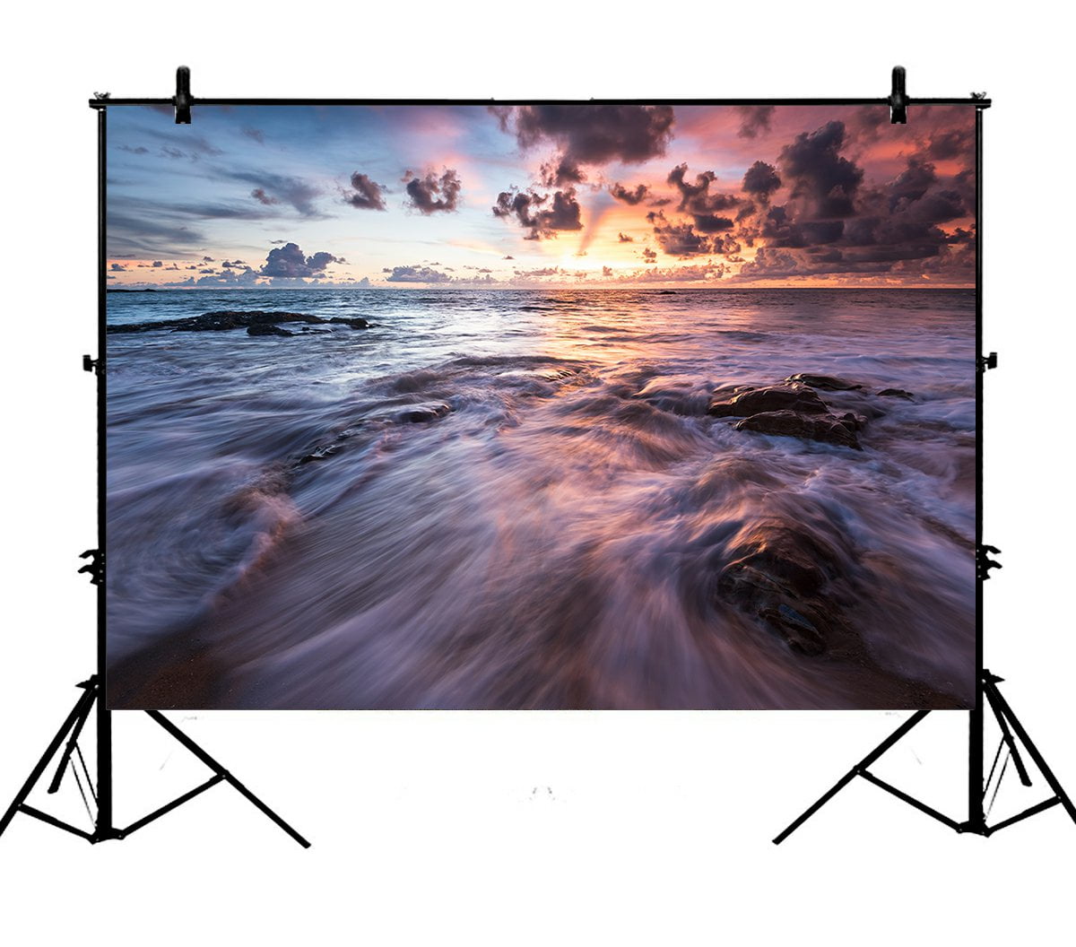 PHFZK 7x5ft Seascape Backdrops, Sea Ocean Waves Rock on the Beach at ...