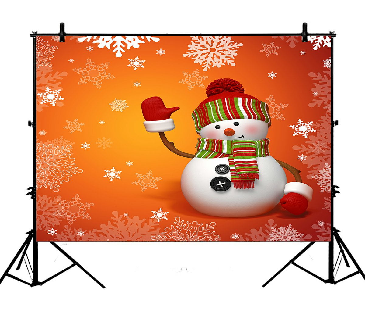 PHFZK 7x5ft Snowflake Backdrops, Christmas Snowman Saying Hello ...