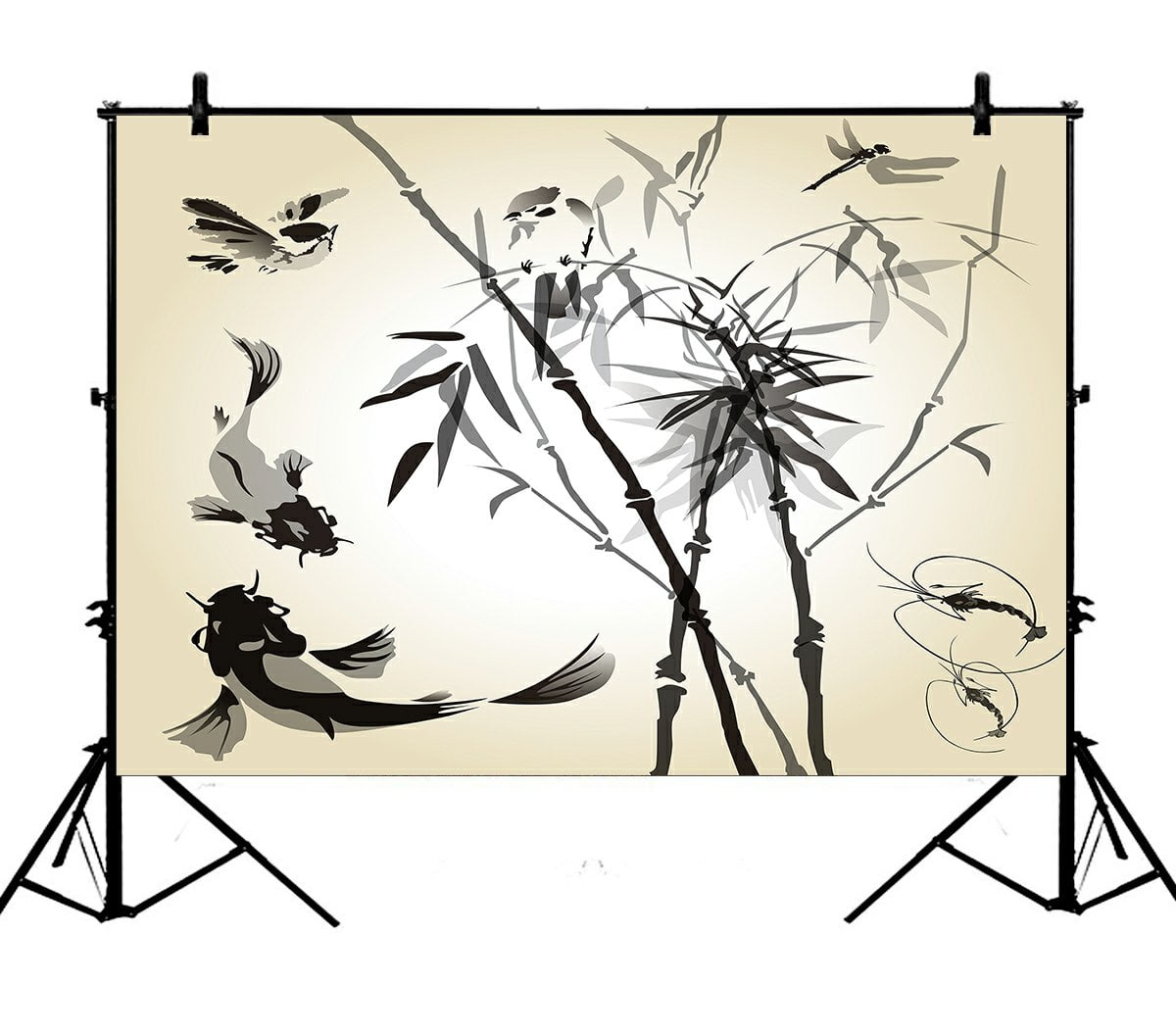 PHFZK 7x5ft Traditional Japanese Backdrops, Bamboo in the Bird and Fish ...