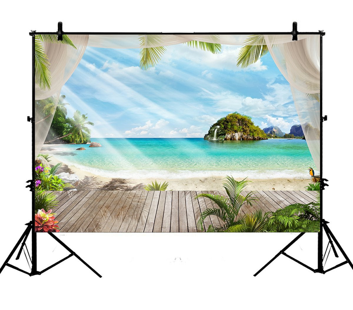 PHFZK 7x5ft Tropical Seascape Backdrops, Ocean Island Paradise Beach ...