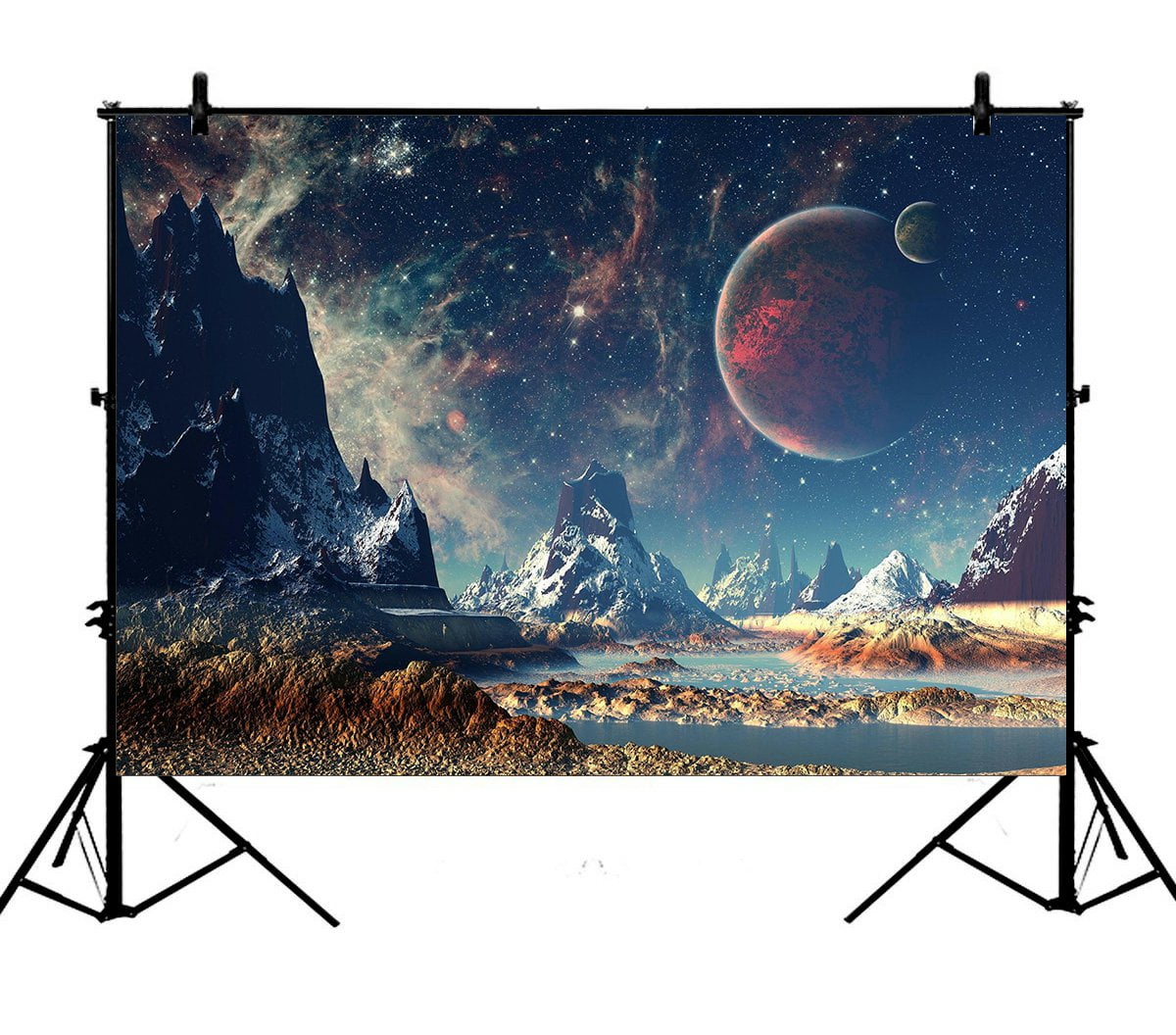 PHFZK 7x5ft Universe Backdrops, Alien Planet with a Moon And Mountains ...