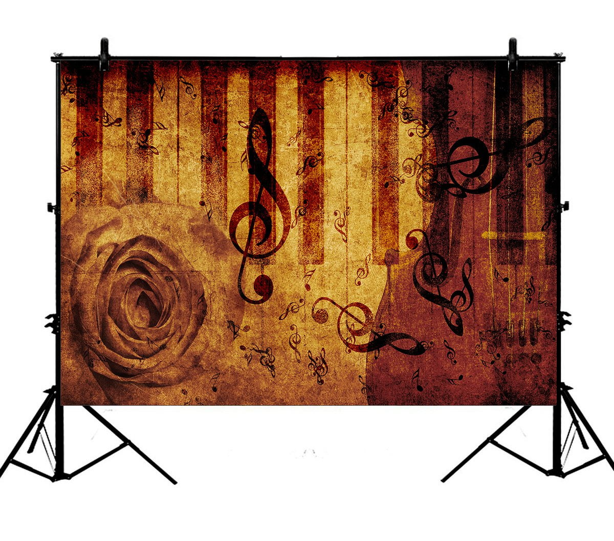 PHFZK 7x5ft Vintage Retro Flower Floral Rose Backdrops, Music Notation ...