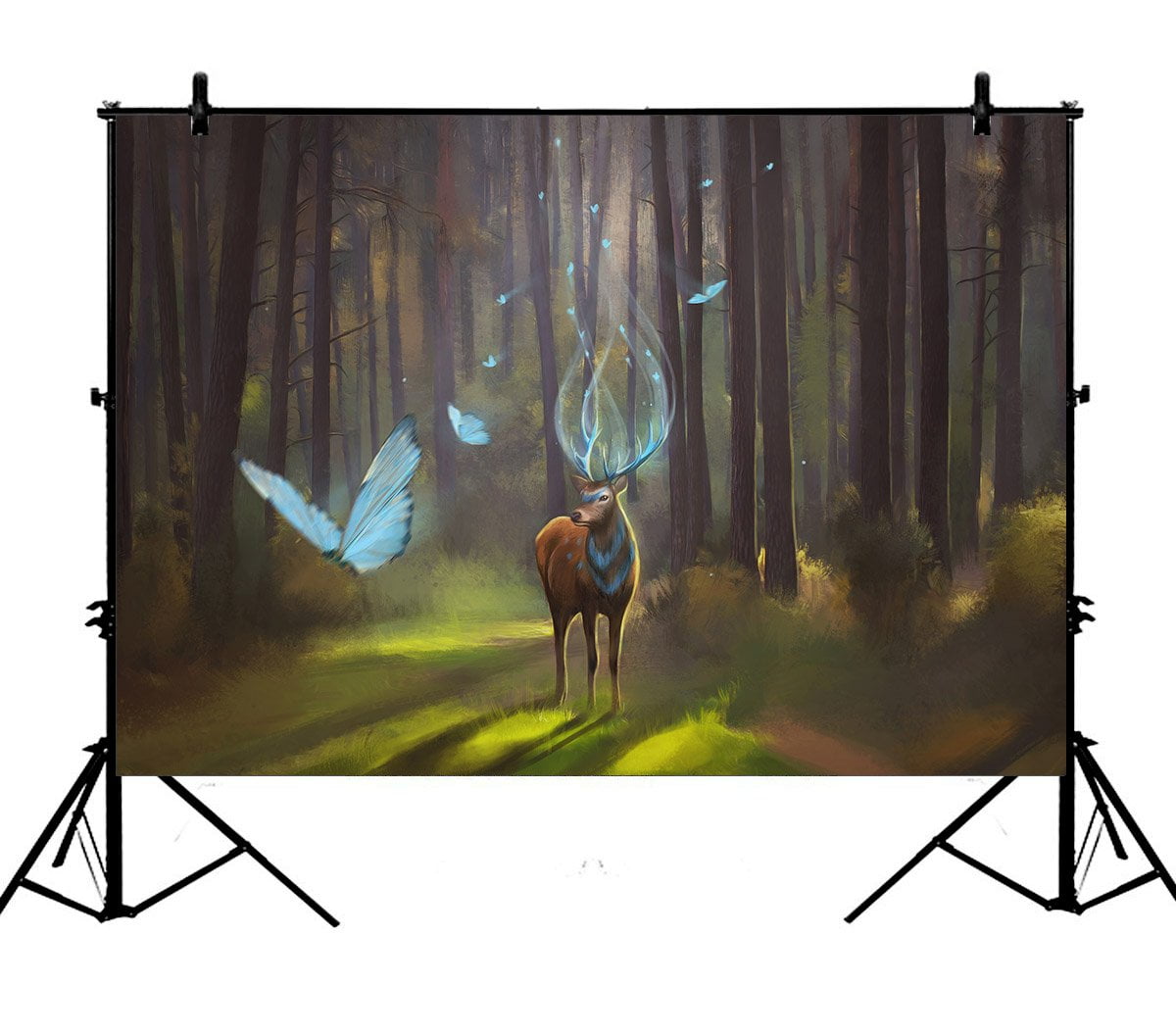 PHFZK 7x5ft Woodland Backdrops, Magic Deer Walking in the Forest ...