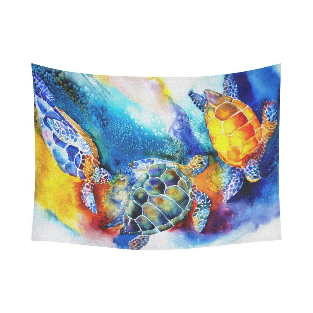 PHFZK Abstract Tortoise Wall Art Home Decor, Watercolor Painting of Sea ...