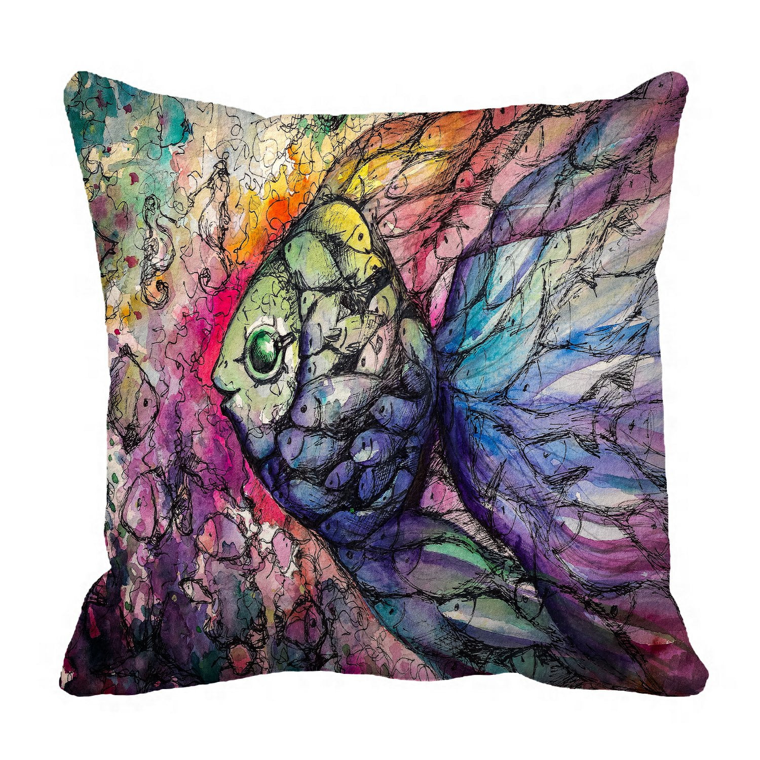 PHFZK Abstract art Ocean Animal Pillow Case, Fish on the Coral Reef ...