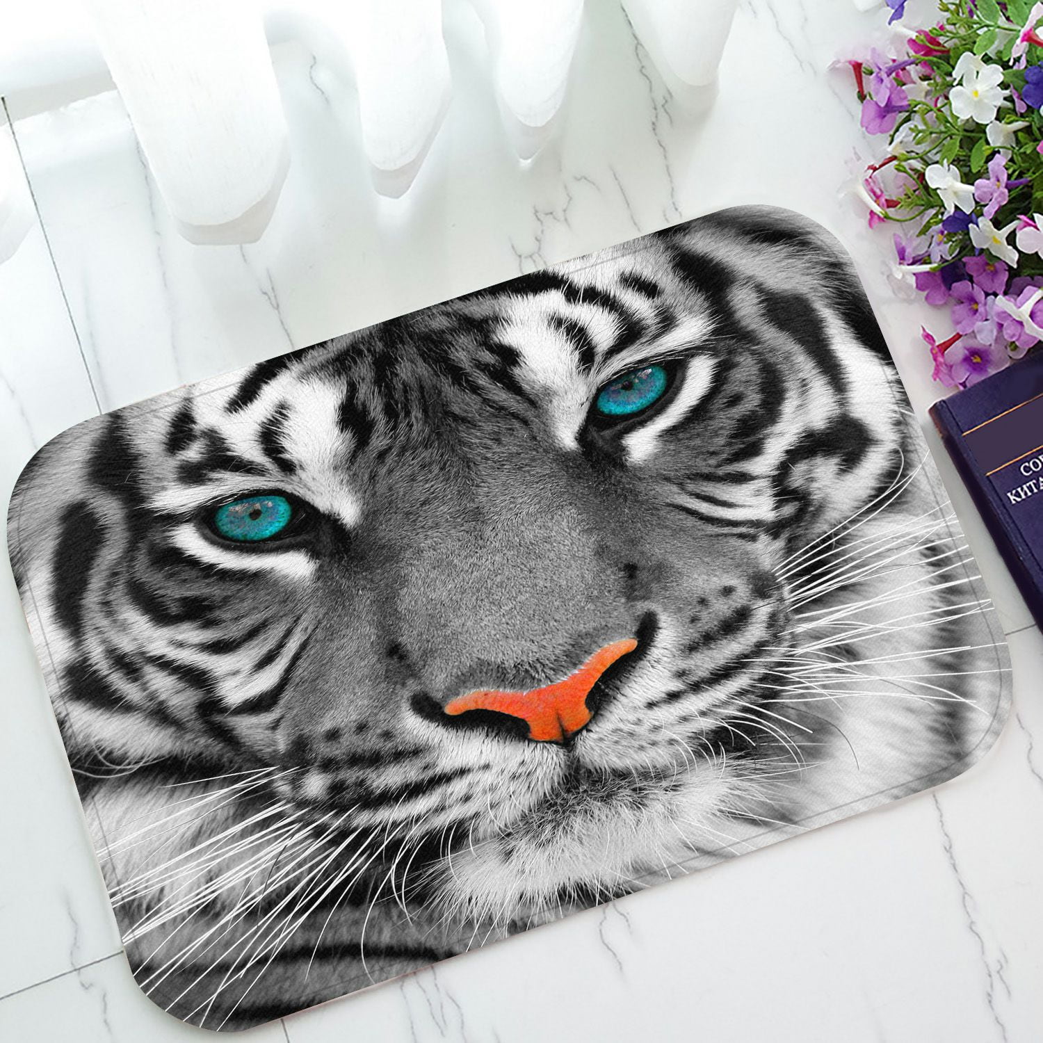 PHFZK Animal Doormat, The Eyes of White Tiger King Doormat Outdoors ...
