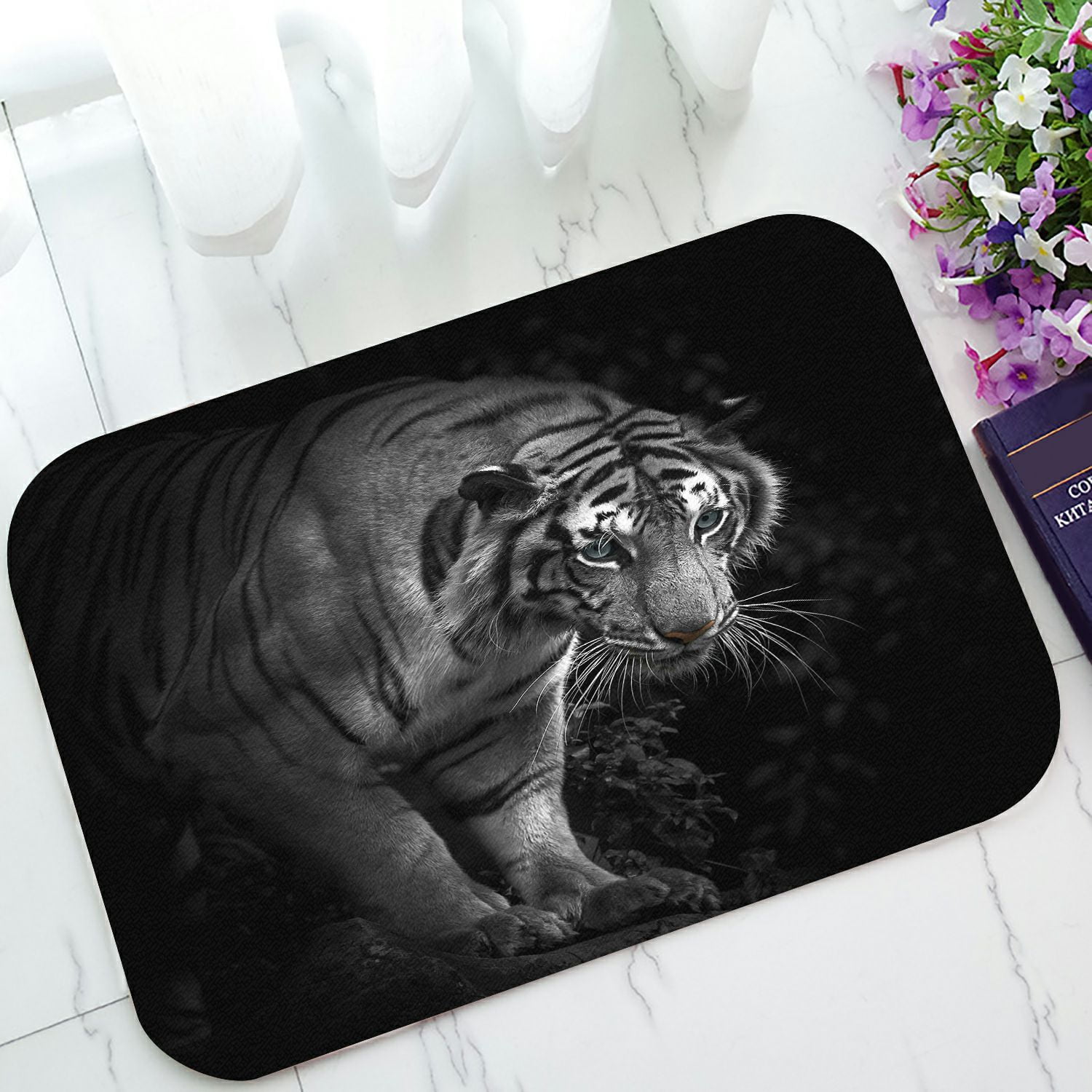 PHFZK Animal Doormat, Tiger Black and White Doormat Outdoors/Indoor ...