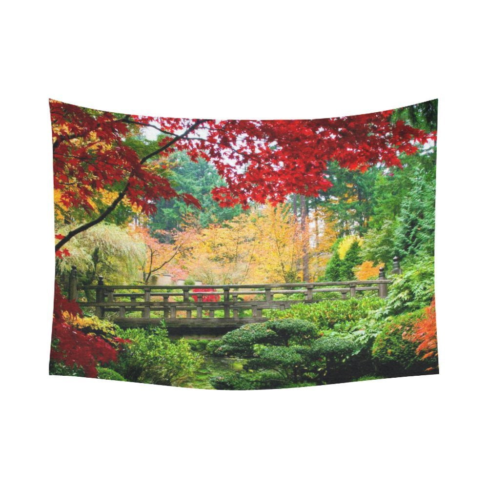 PHFZK Asian Wall Art Home Decor, Bridge in Japanese Garden during Fall ...