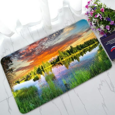 PHFZK Nature Scenery Doormat, Majestic Sunset in the Winter Mountains ...
