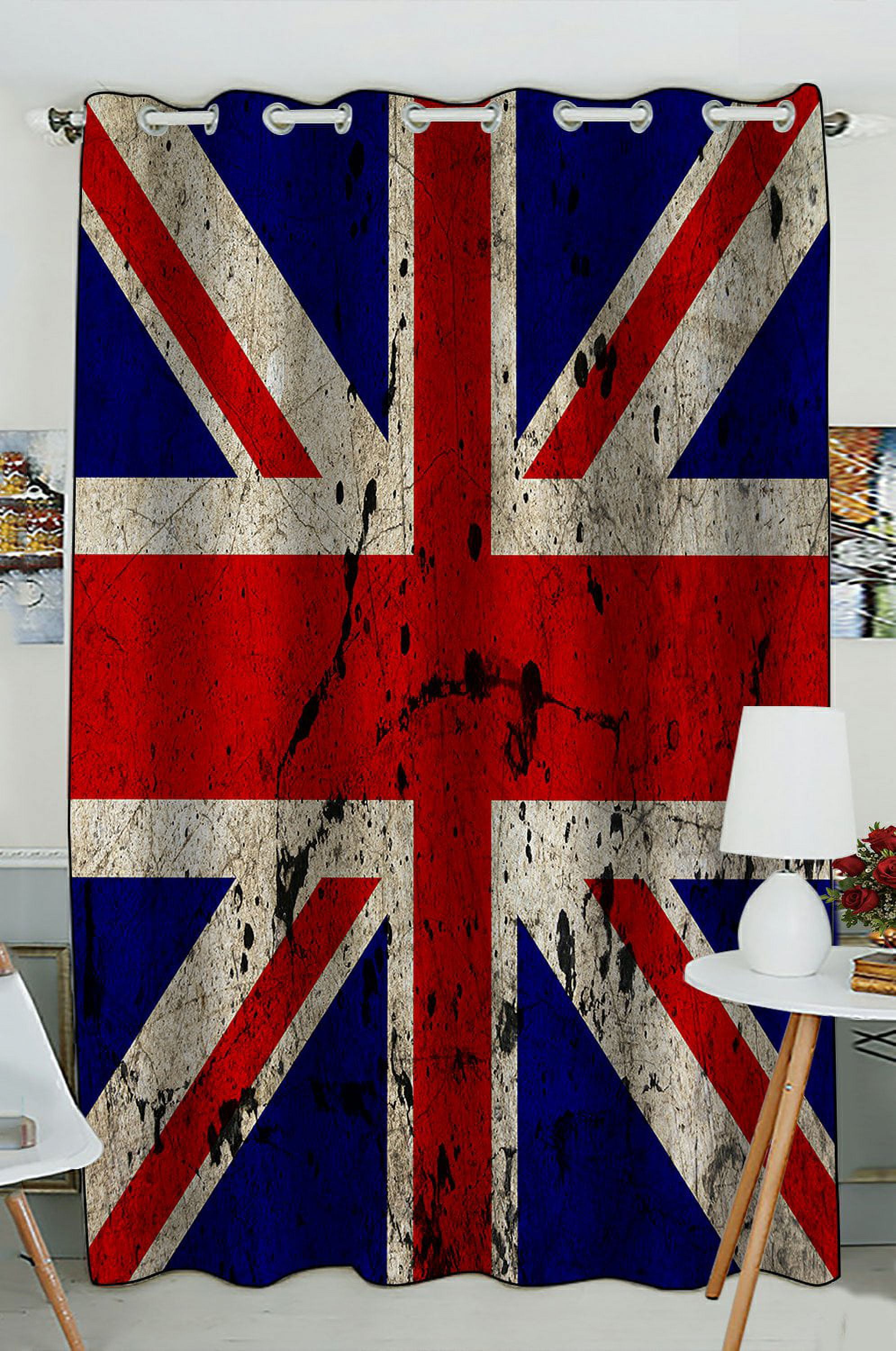 PHFZK British Flag Window Curtain, Union Jack Flag Vintage Style Window ...
