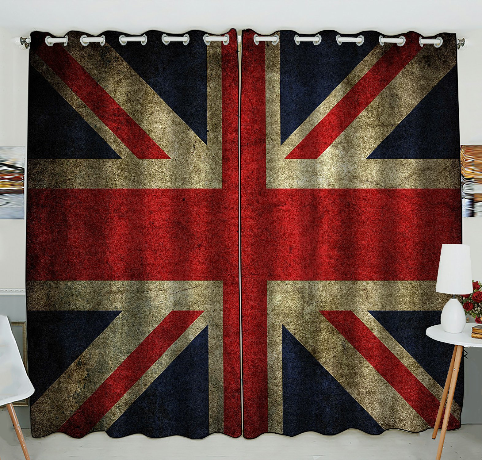 PHFZK British Flag Window Curtain, Vintage Flag of United Kingdom ...