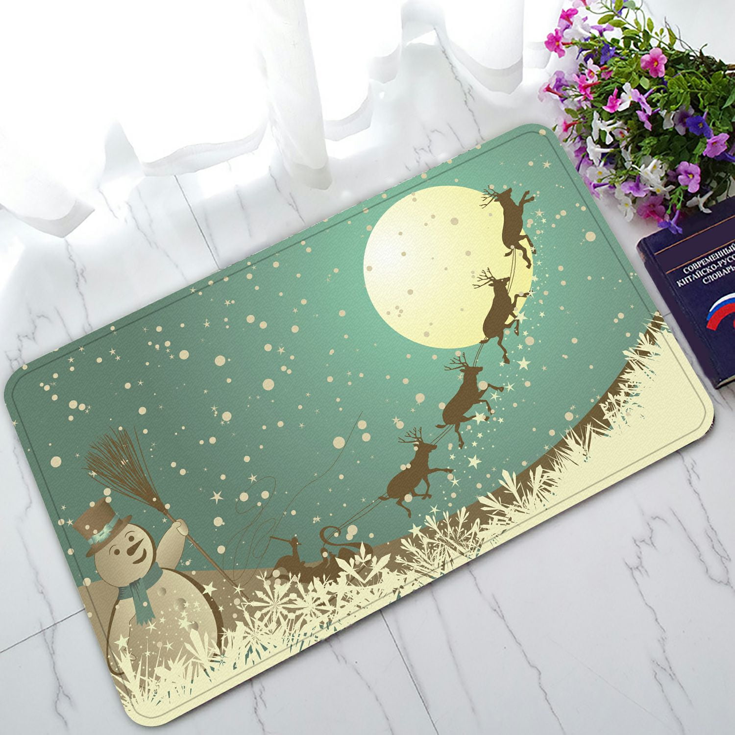 PHFZK Christmas Theme Doormat, Winter Holiday Merry Christmas Happy ...