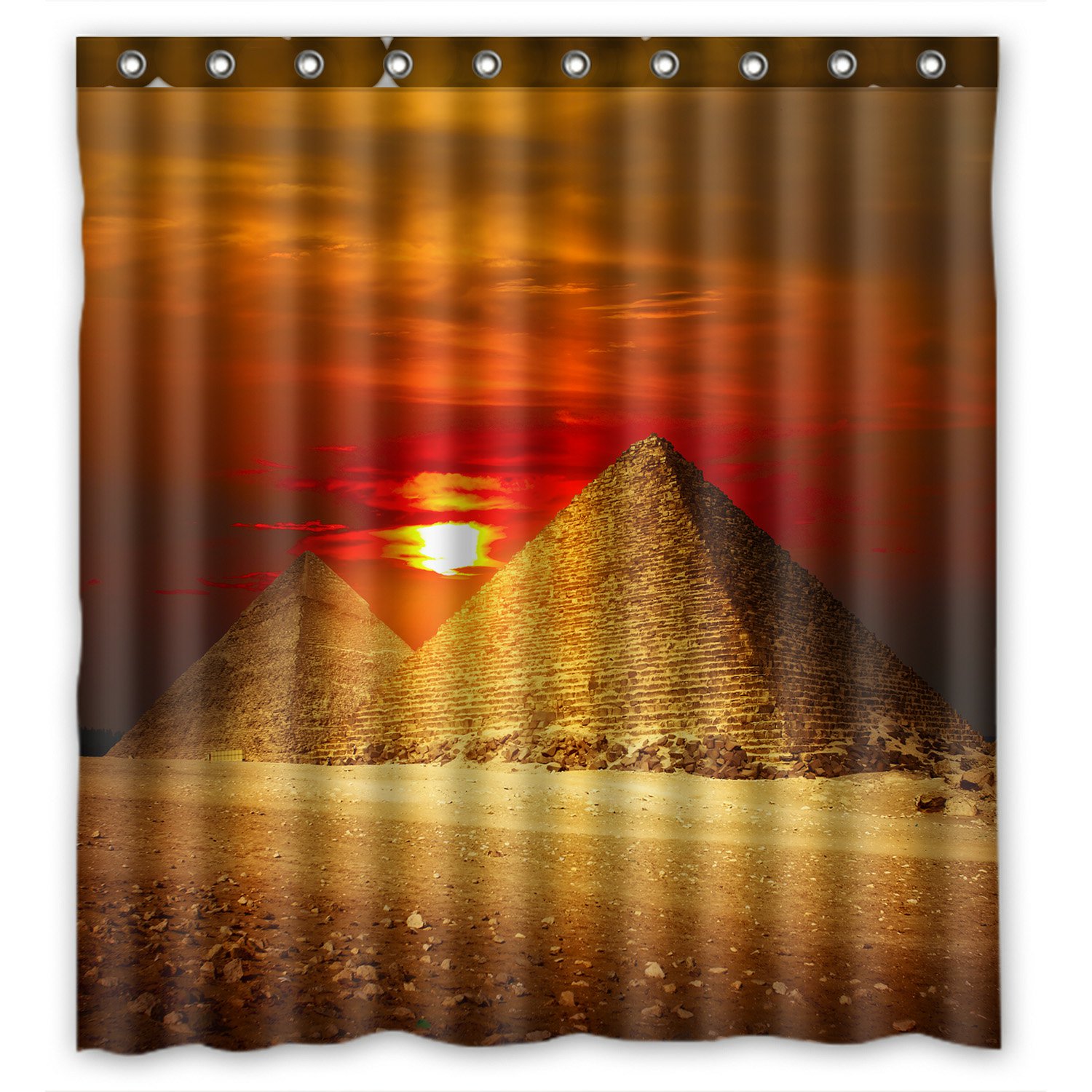 PHFZK City Landscape Shower Curtain, Egyptian Pyramids in Giza Valley ...