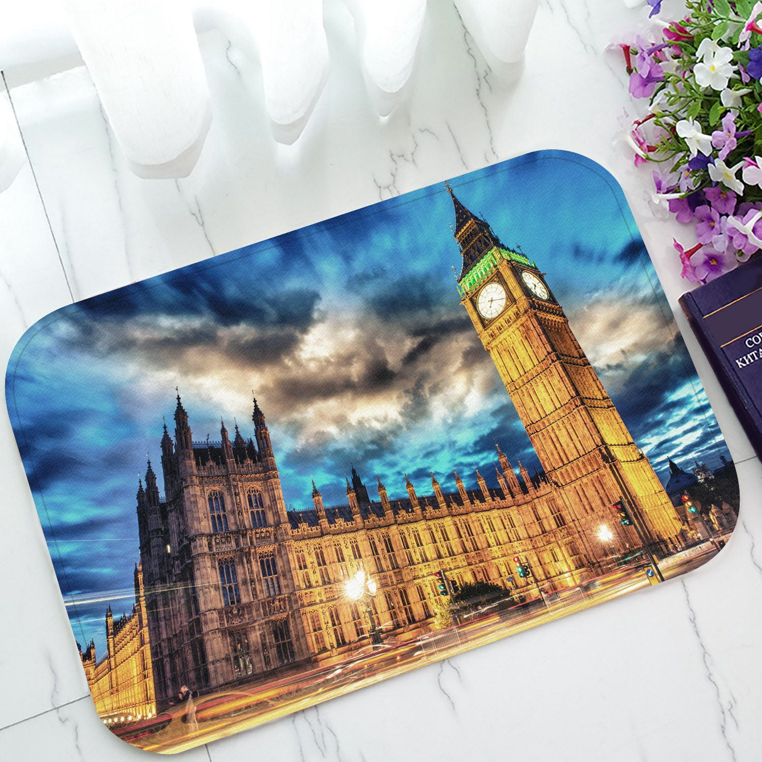 PHFZK Cityscape Doormat, London Big Ben and House of Parliament at ...