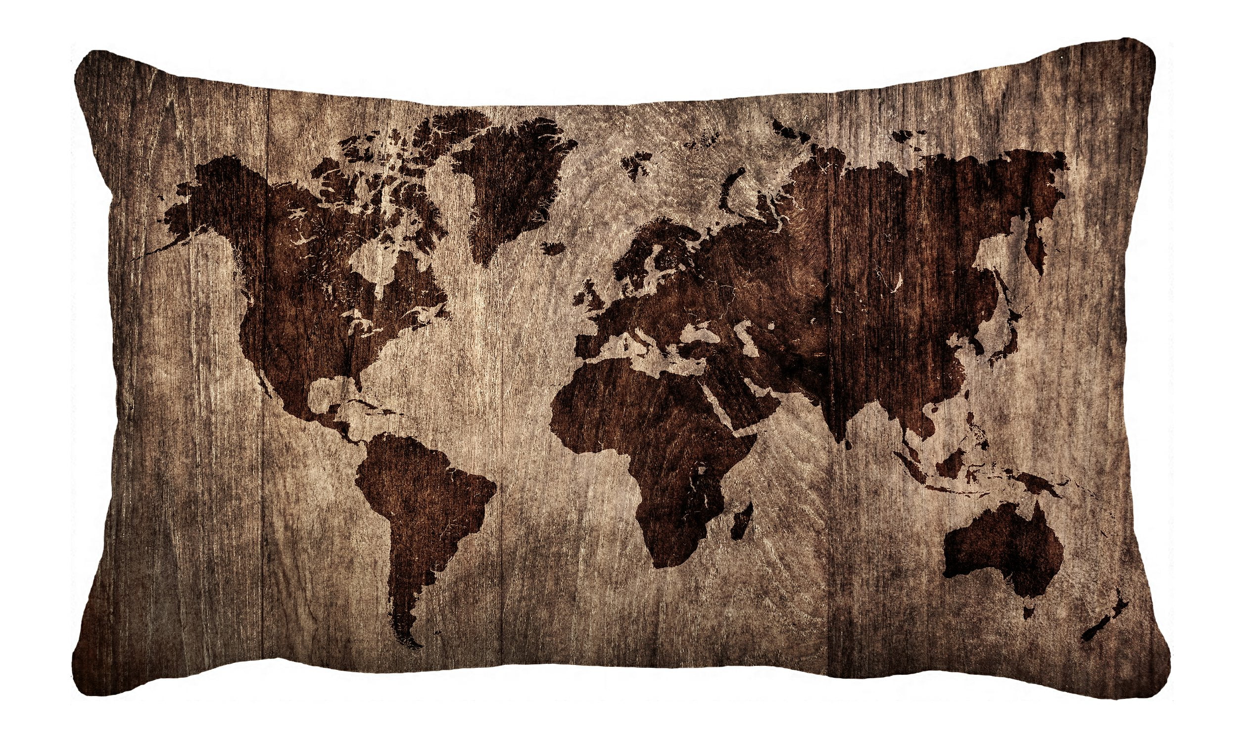 PHFZK Earth Map Pillow Case, World Map on Wooden Pattern Pillowcase ...