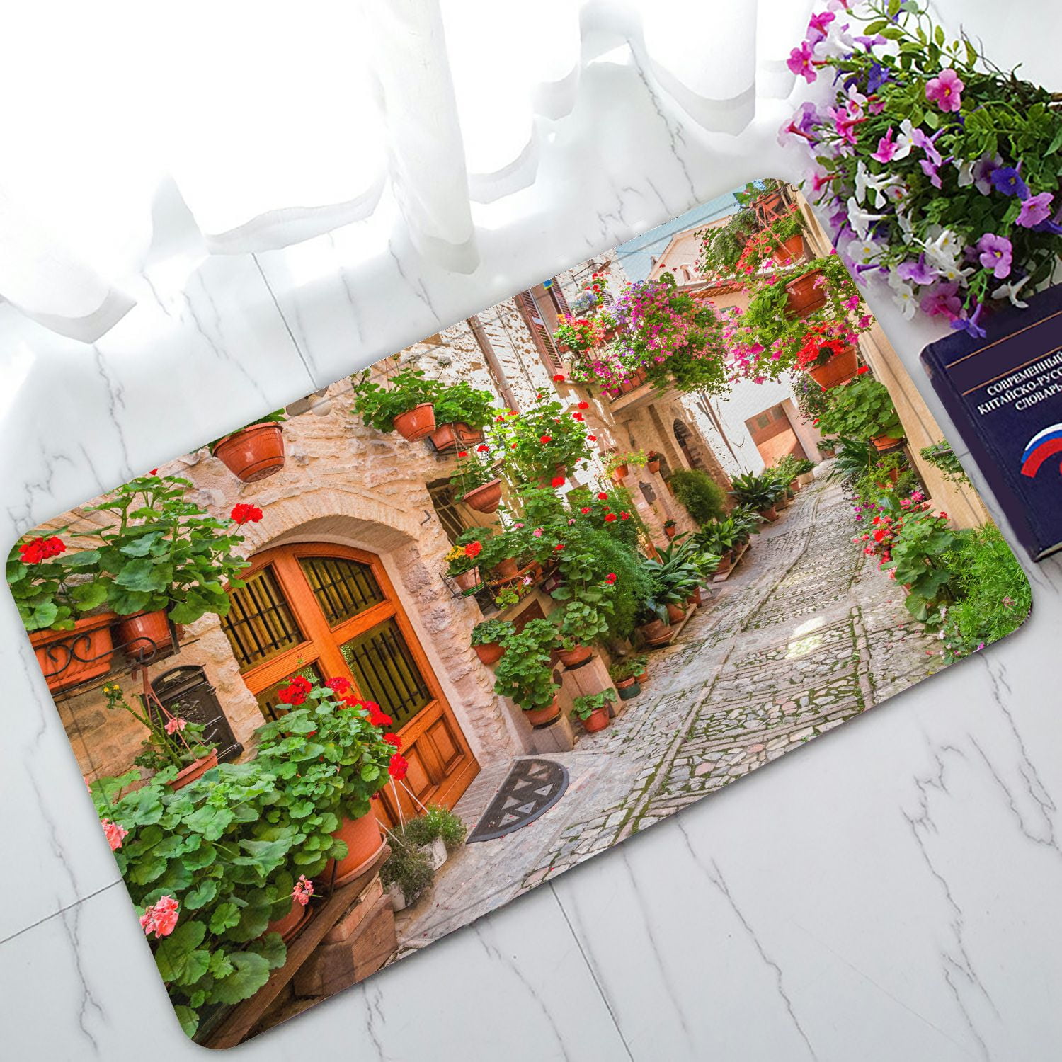 PHFZK European Cityscape Doormat, Beautiful Italian Street in Small ...