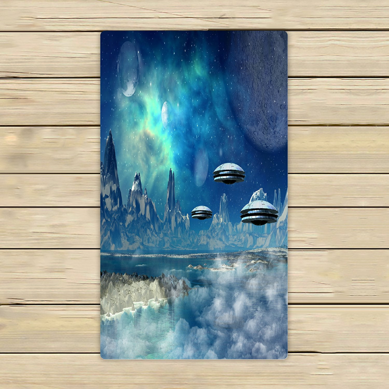 PHFZK Fantasy Towel, Alien Planet With Spaceships Hand Towel Bath ...