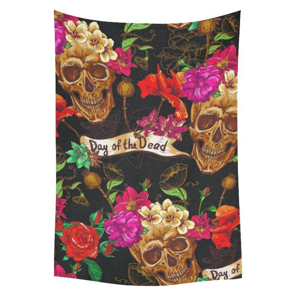PHFZK Floral Skull Wall Art Home Decor, Skeleton Day of The Dead ...