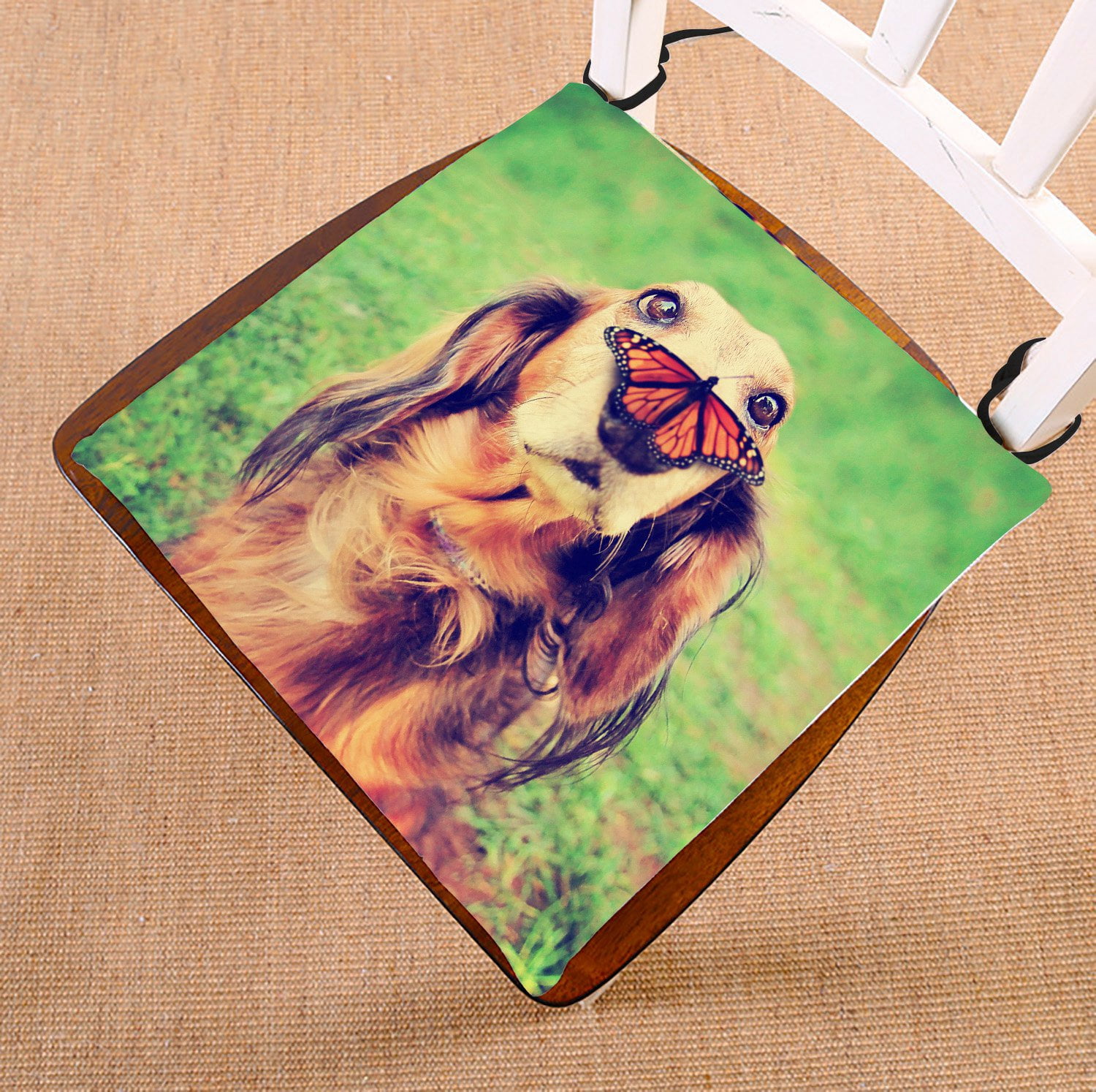 PHFZK Funny Animal Vintage Retro Style Chair Pad, Cute Dachshund Dog ...