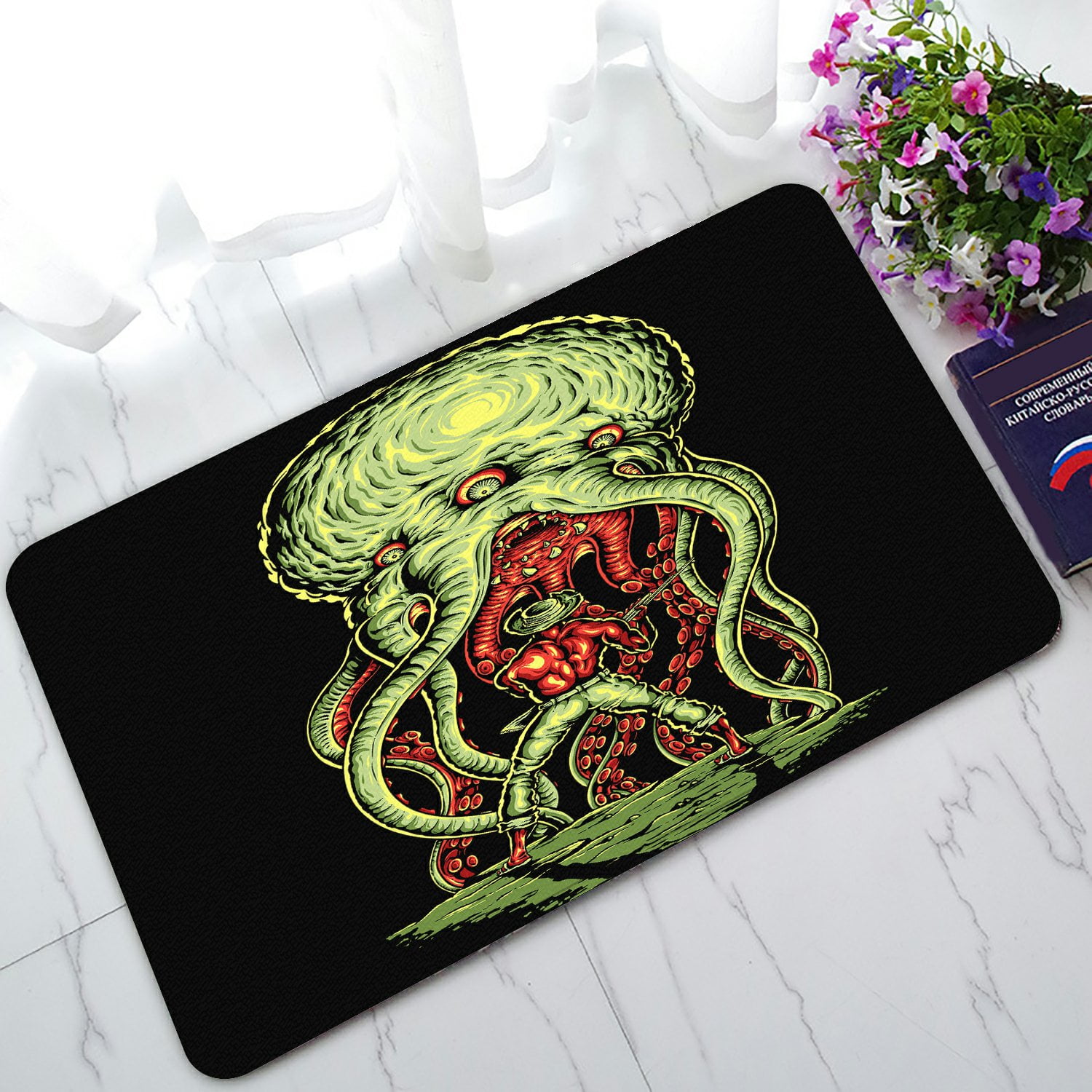 PHFZK Funny Doormat, Alien Tentacles Attack Cowboy Doormat Outdoors ...