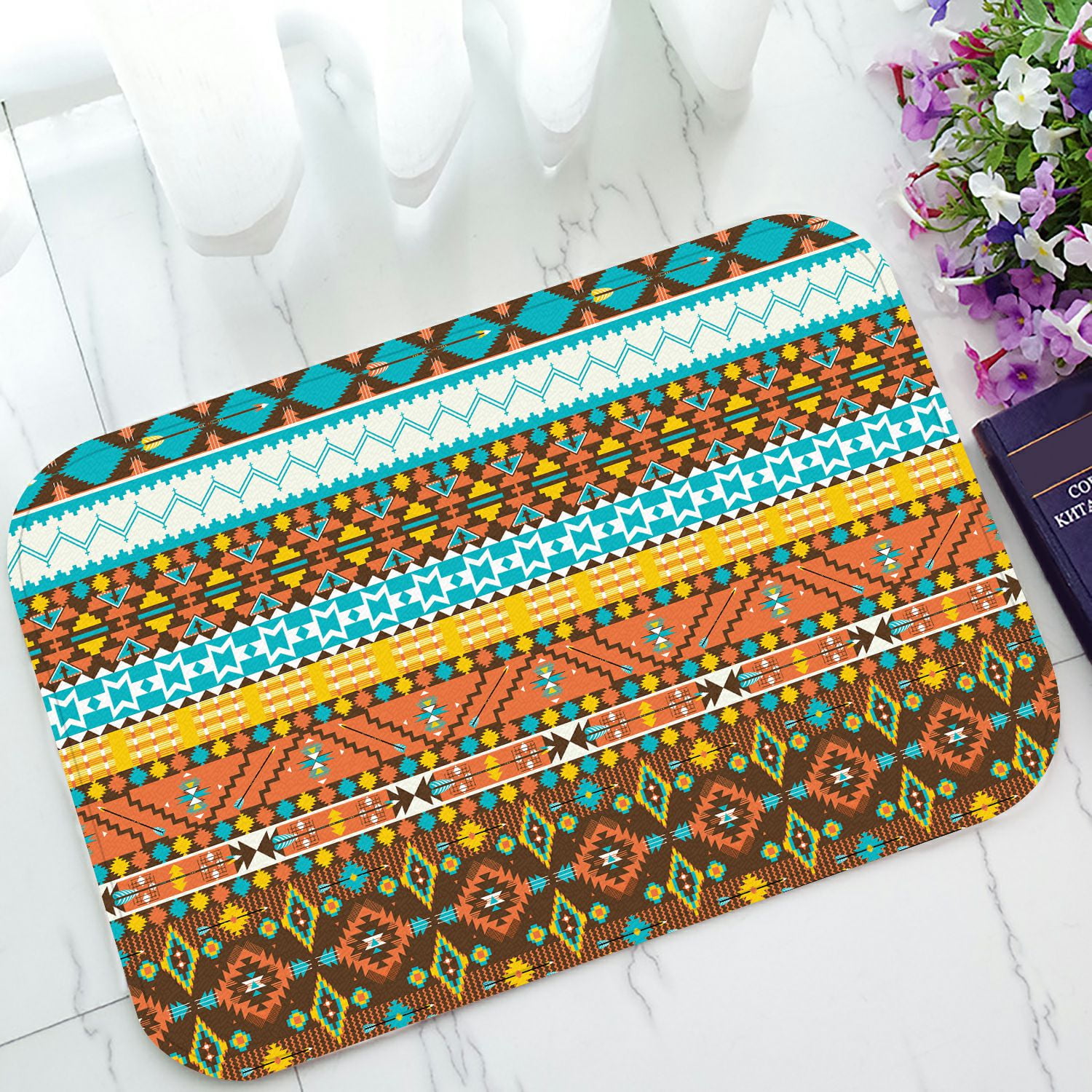 PHFZK Geometric Doormat, Colorful Aztec Bohemian Style Doormat Outdoors ...