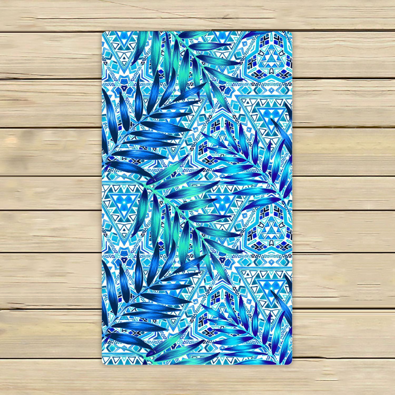 PHFZK Geometric Towel, Tropical Palm Leaves on Tribal Aztec Background ...