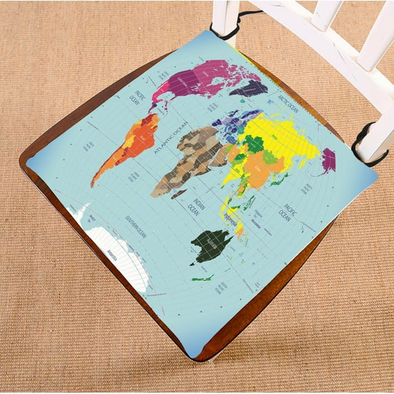 PHFZK Global Earth Map Chair Pad, High Detailed World Map with Time ...