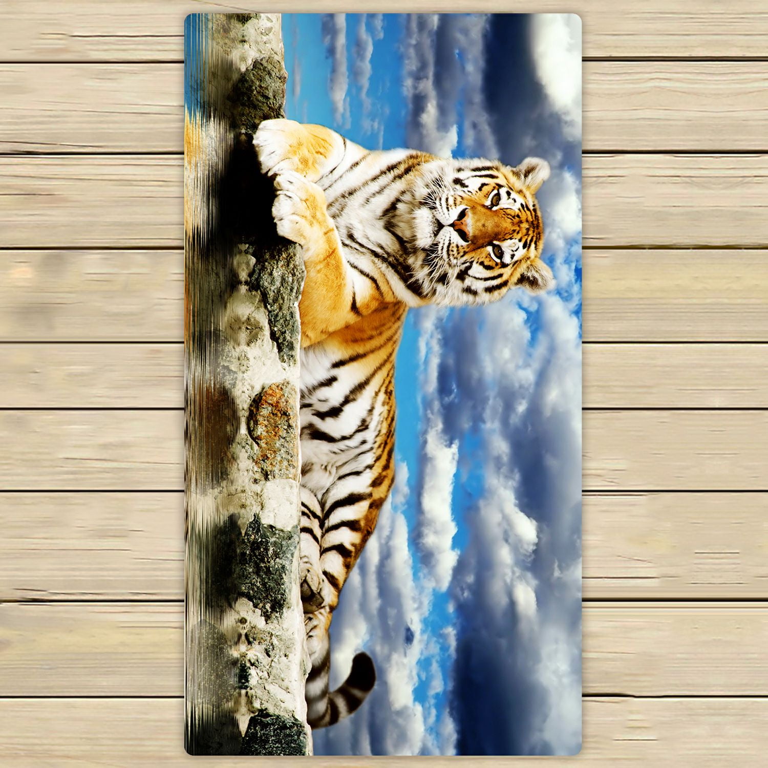 PHFZK Landscape Nature Scenery Towel, Animal Tiger Lay in the Storm Sky ...