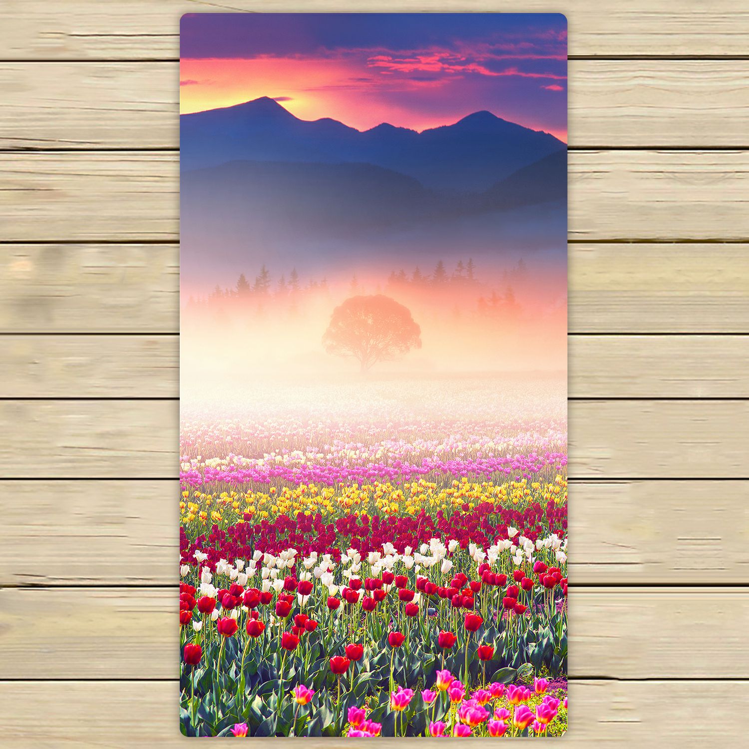 PHFZK Landscape Nature Scenery Towel, Mountain and Wild Flower Colorful ...