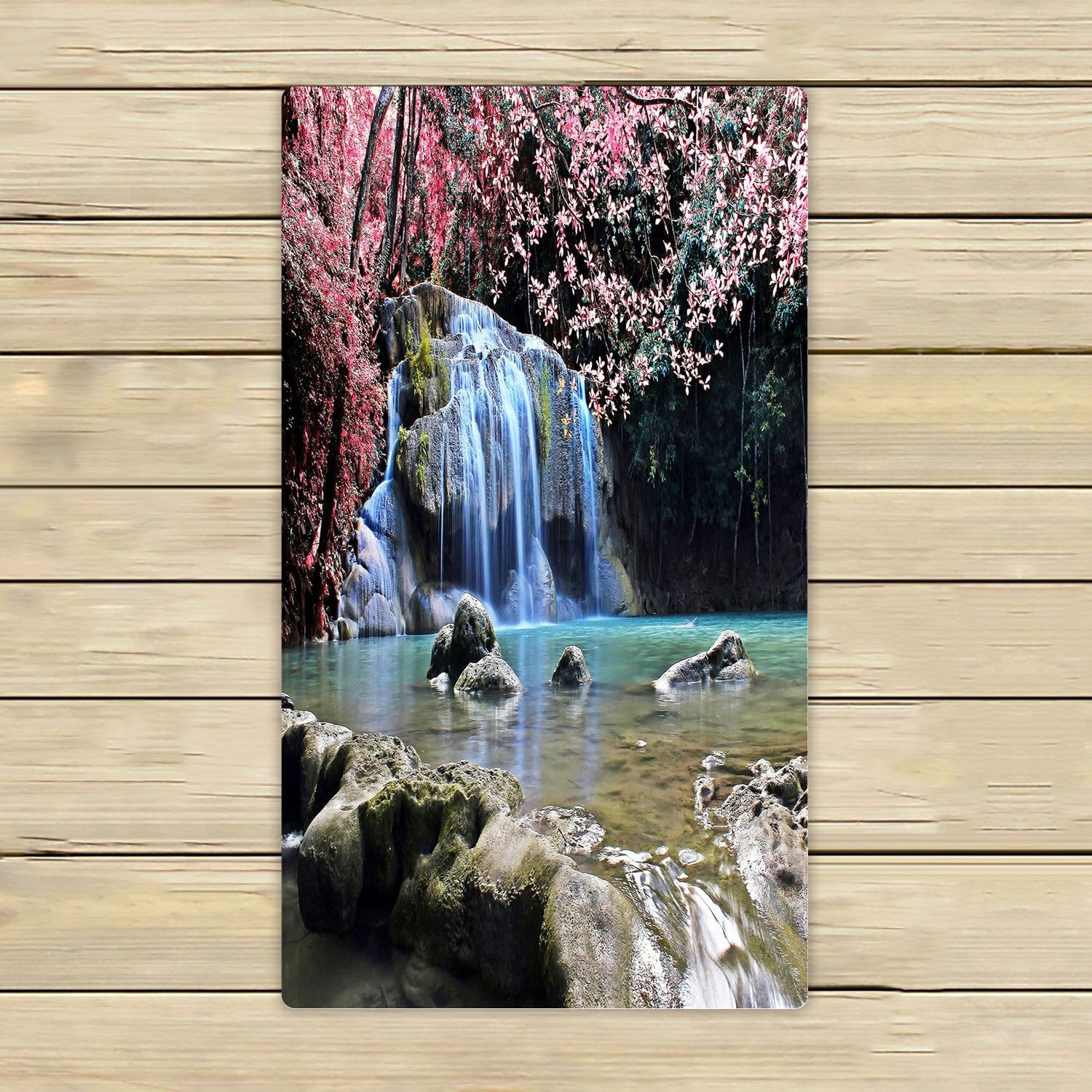 PHFZK Landscape Nature Scenery Towel, Waterfall in Autumn Forest at ...