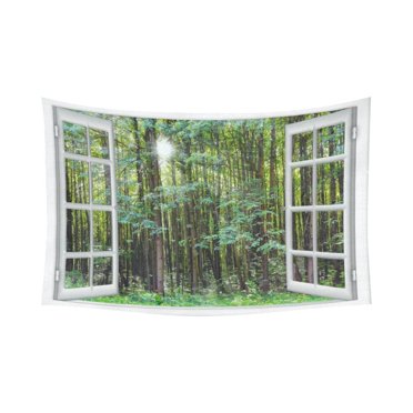 YKCG Window Ocean View Wall Hanging Tapestry Wall Art 80x60 inches ...