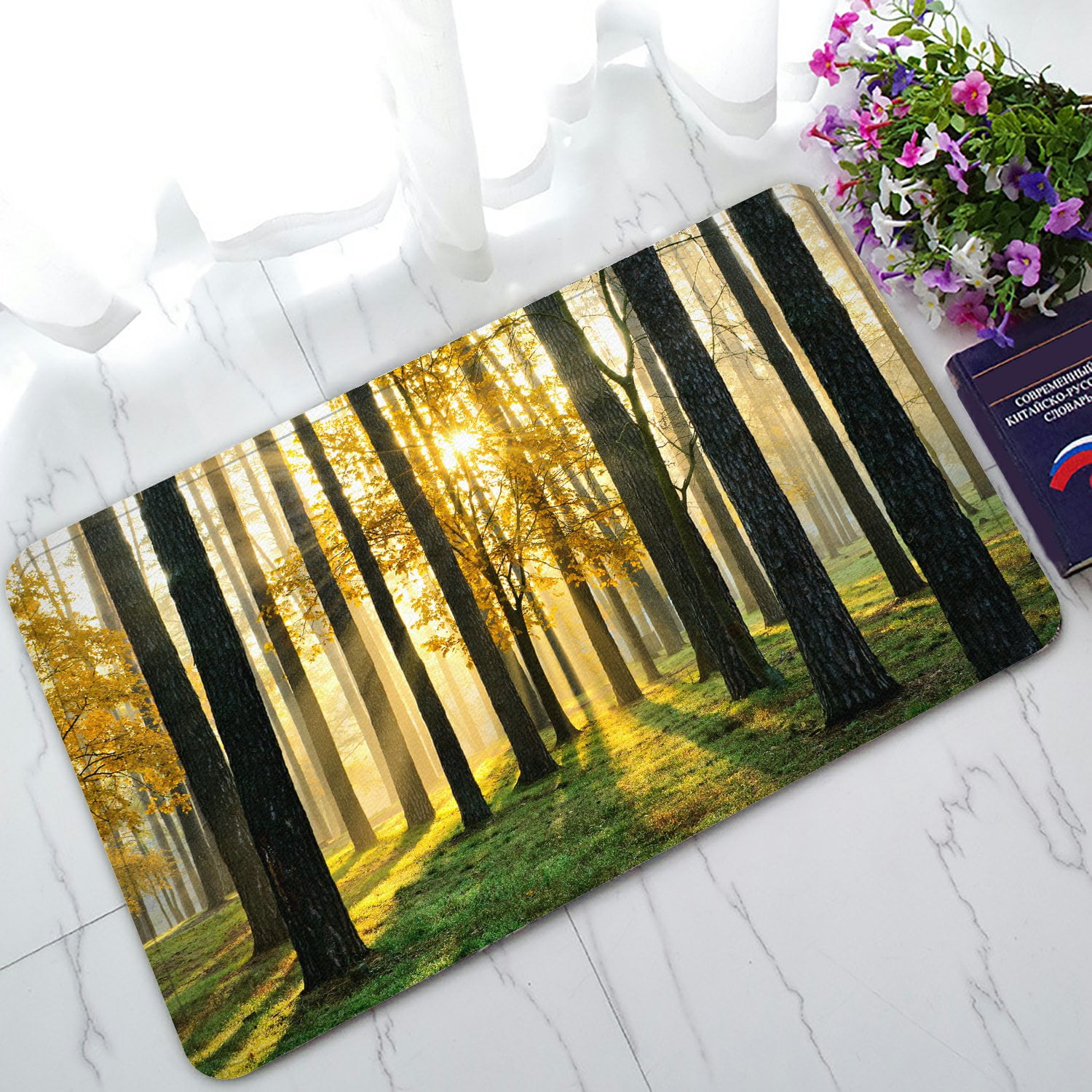 PHFZK Landscape Nature View Doormat, Tree with Beautiful Morning ...