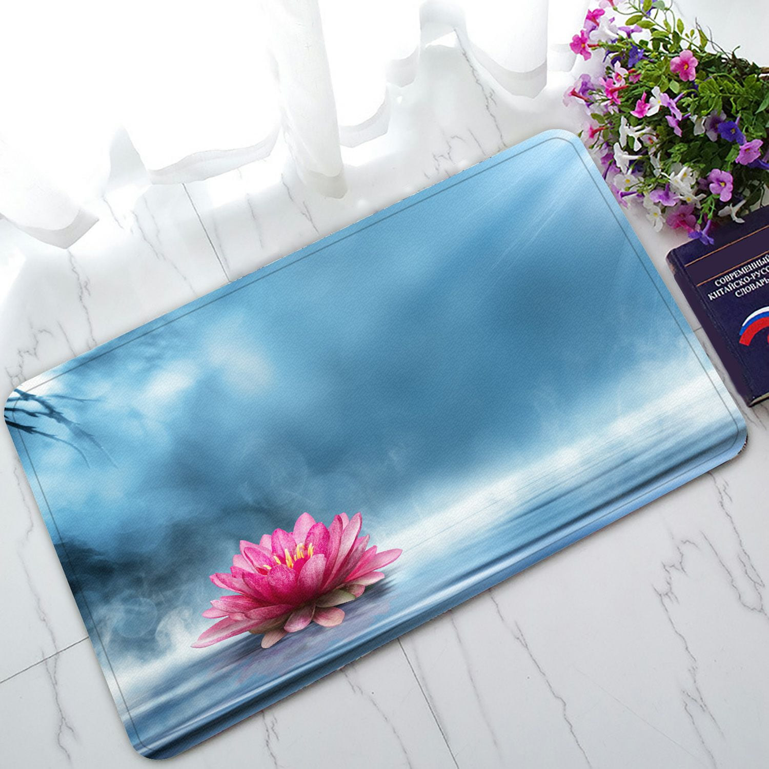 PHFZK Lotus Flower Doormat, Spirituality Zen in Peaceful Scenery ...