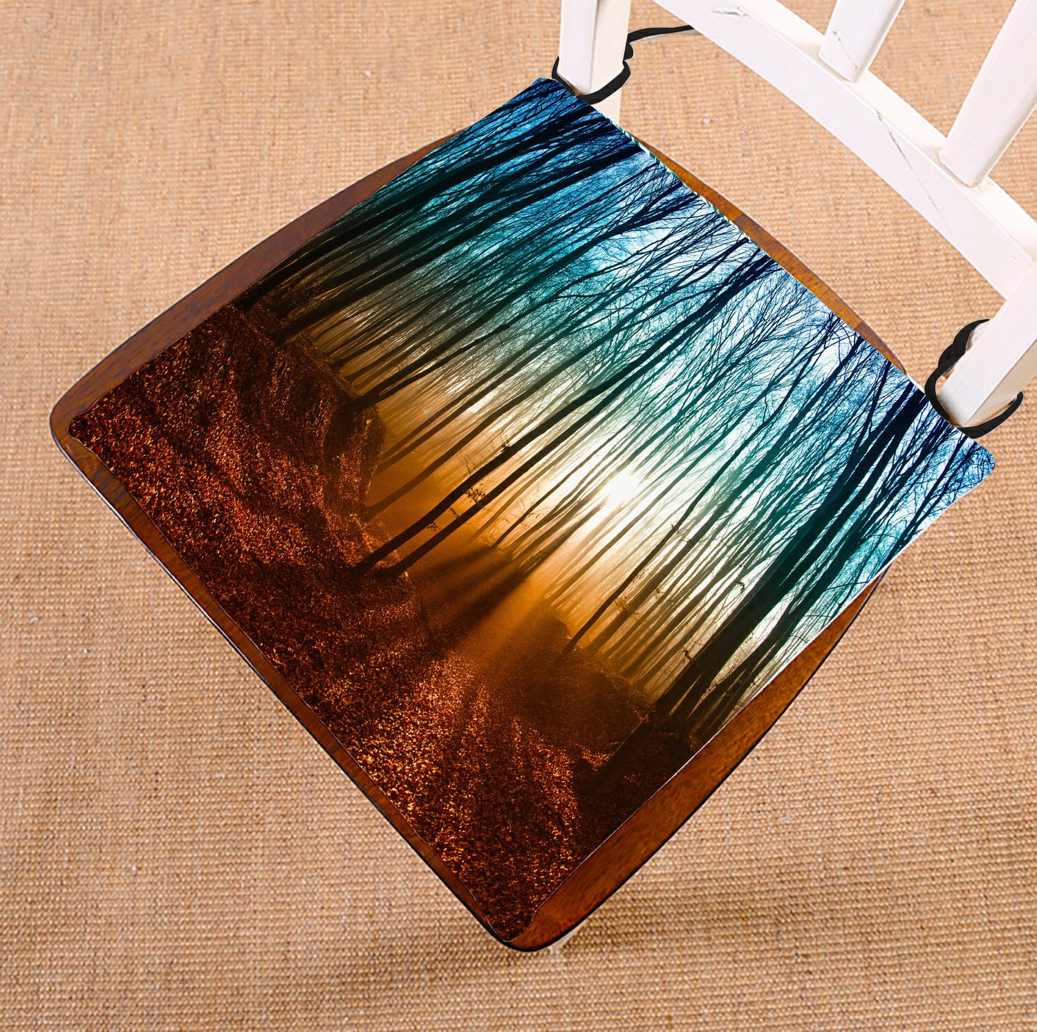 PHFZK Misty Forest Landscape Chair Pad, Art Tree Branches with the ...