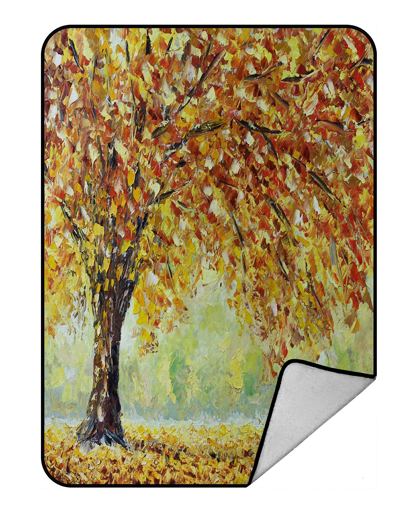 PHFZK Nature Forest Blanket, Tree of Life with Falling Leaves in Autumn ...