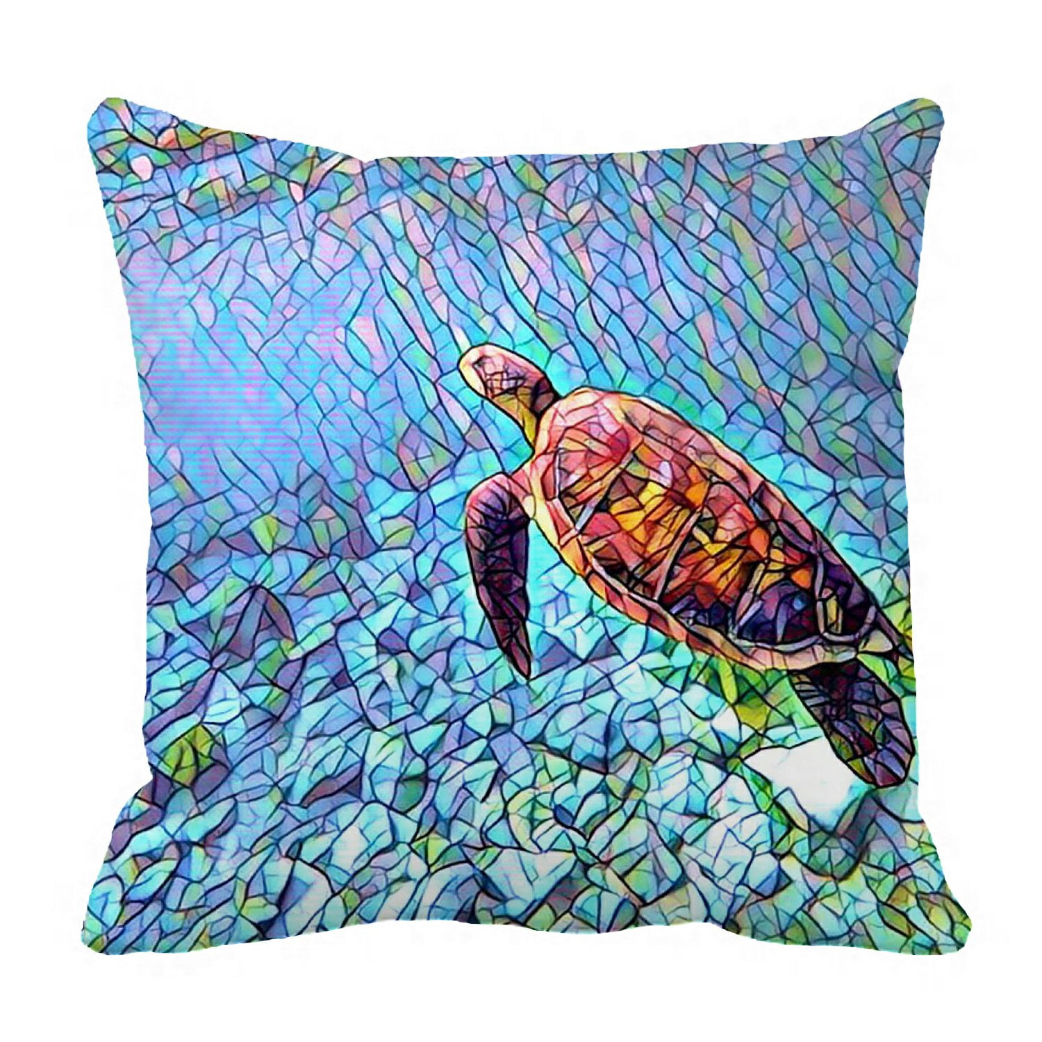 PHFZK Nautical Ocean Pillow Case, Sea Turtle in the Deep Sea Pillowcase ...